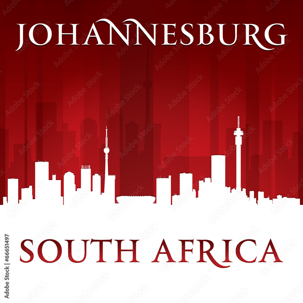 Johannesburg South Africa city skyline silhouette red background Stock ...