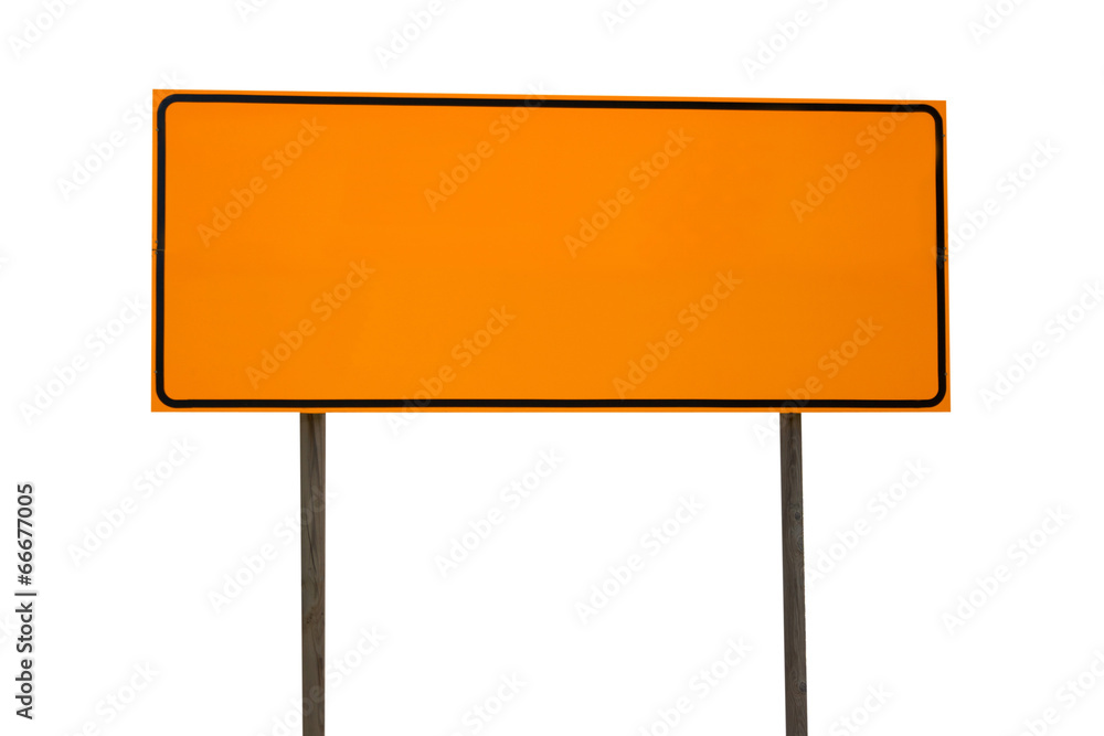 Blank Orange Road Sign