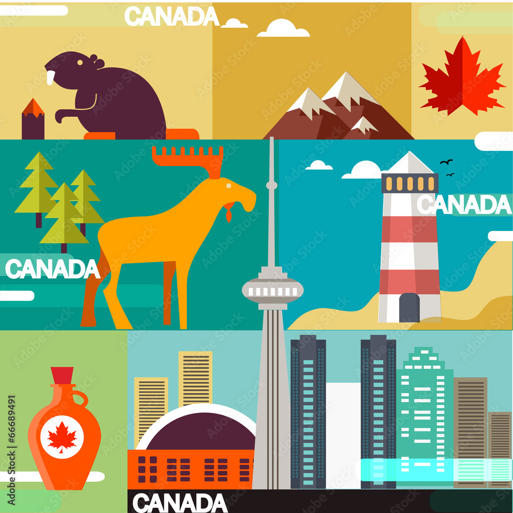Vector set of various stylized canada icons Stock Vector | Adobe Stock