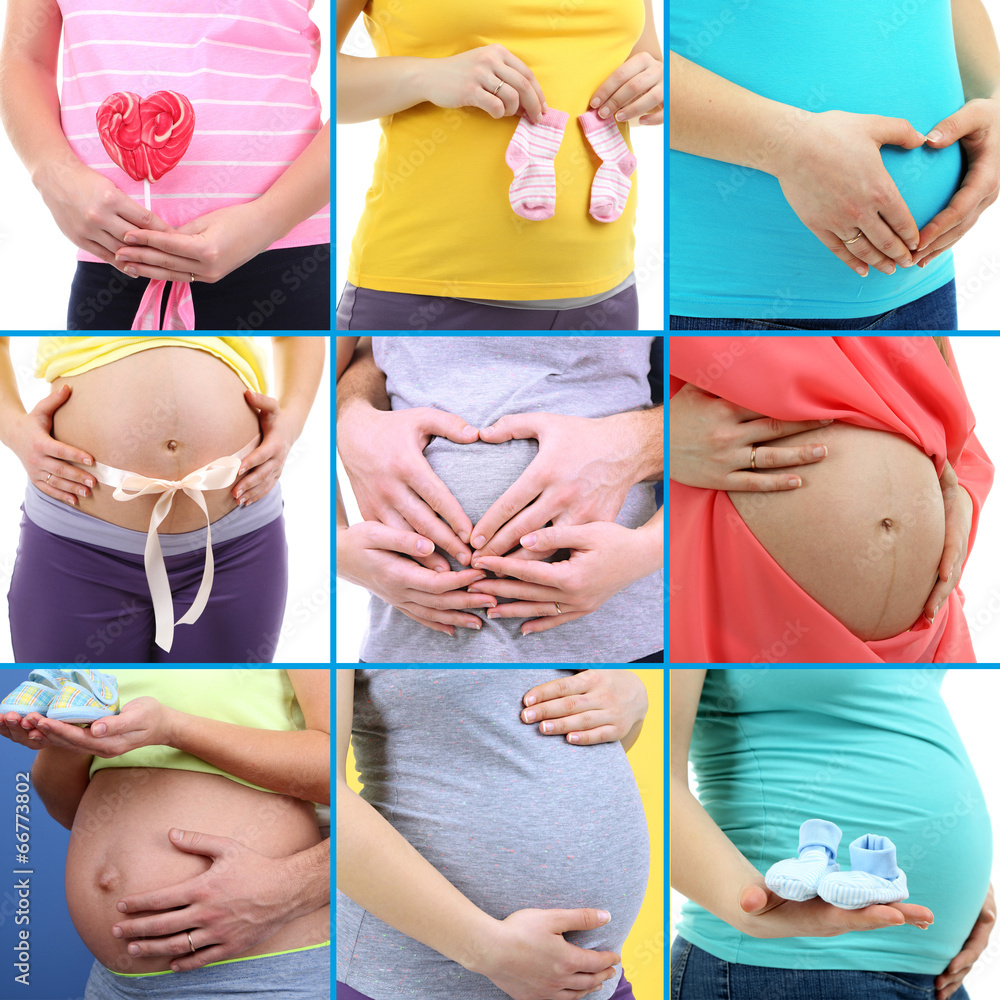 Collage of photos with pregnant girls Stock Photo | Adobe Stock