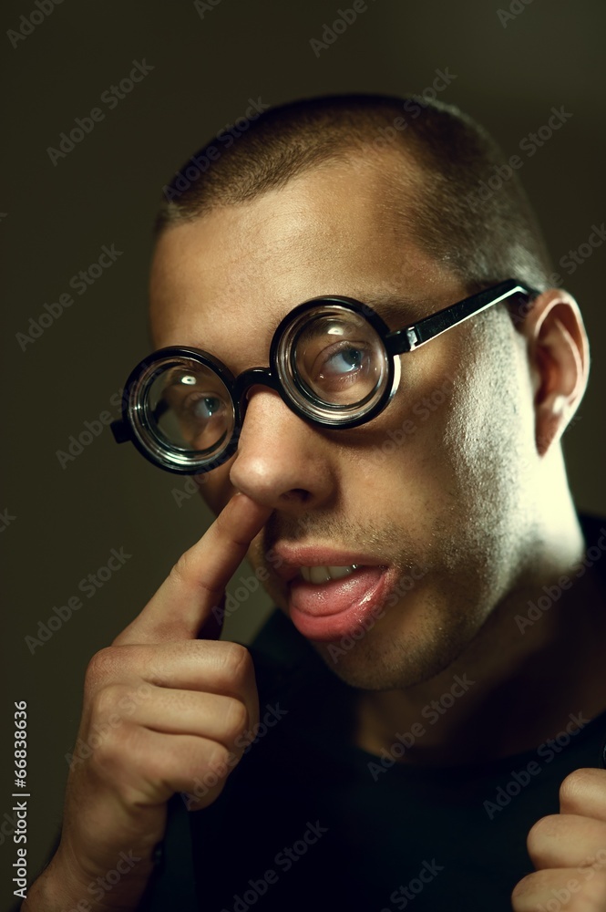 Cool nerd in glasses Stock Photo | Adobe Stock