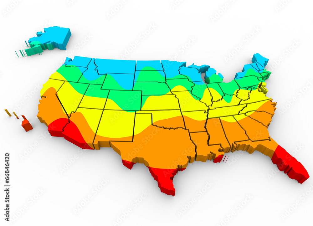 United States America Map Average Temperatures Hottest Coldest R Stock ...