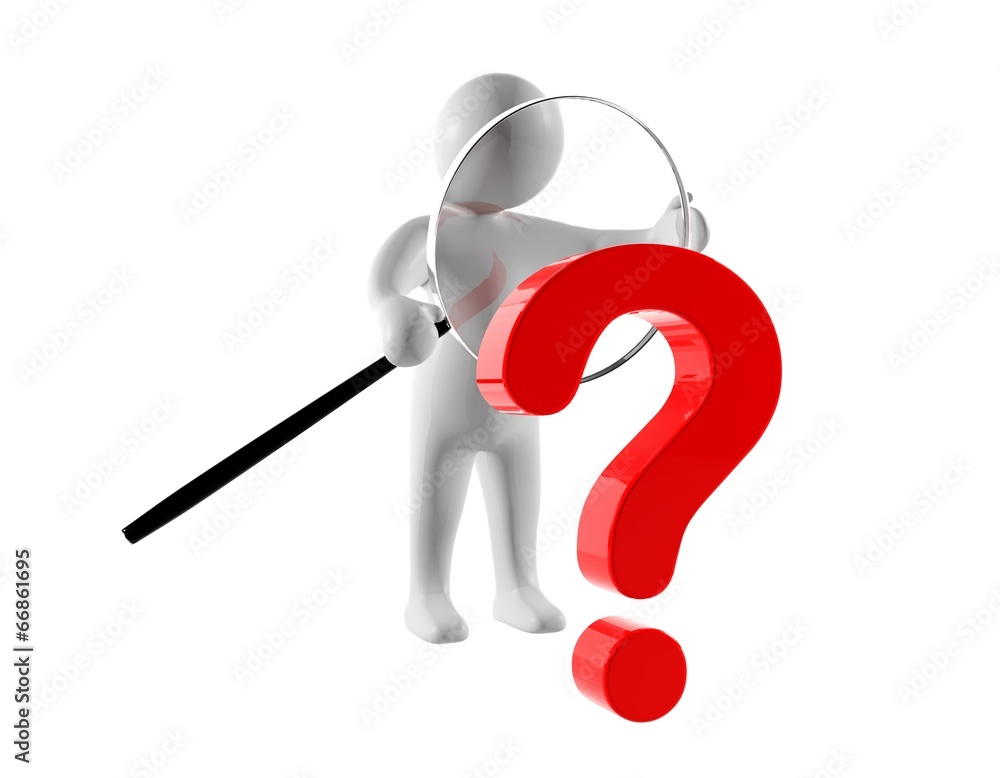 3d man with magnifying glass investigates big problem Stock ...