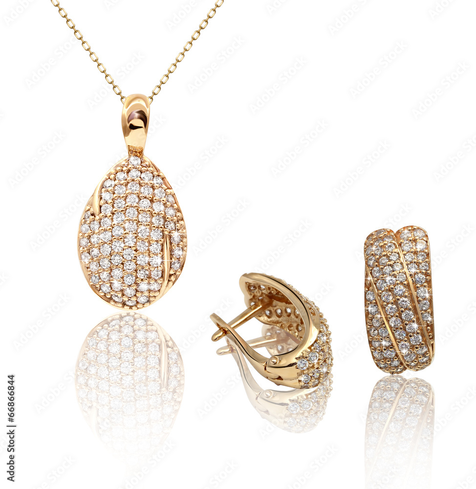 Best jewelry pendant and earrings set. Jewelry composition. Symb Stock ...