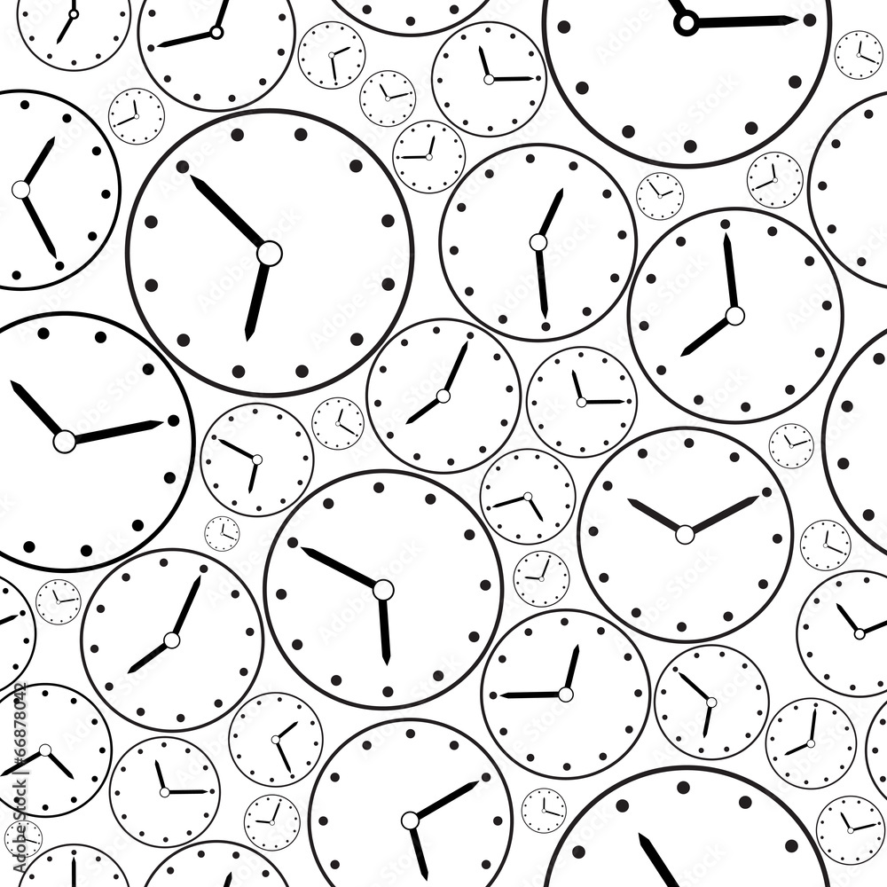 Seamless black-and-white clock pattern for background. Vector Stock ...