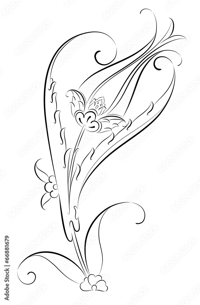 Vektörel Çini Motifi Lale Deseni Çizimi vector de Stock | Adobe Stock