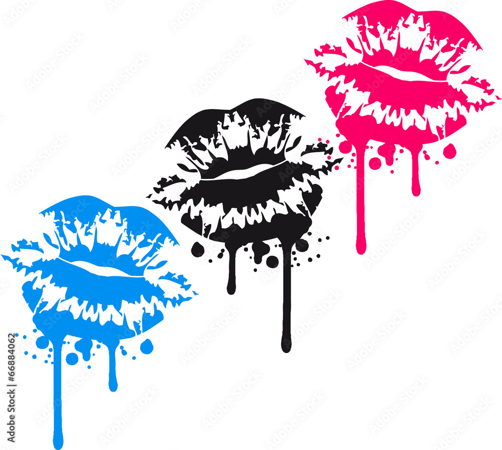 3 Mund Kuss Blut Graffiti Design Stock-Illustration | Adobe Stock