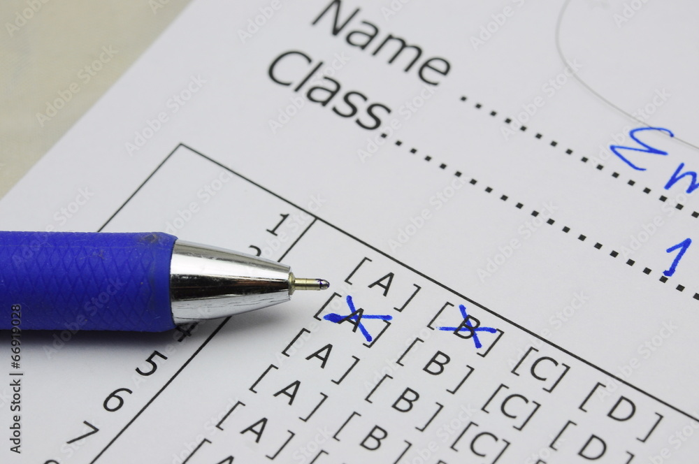 Test score sheet with answers Stock Photo | Adobe Stock