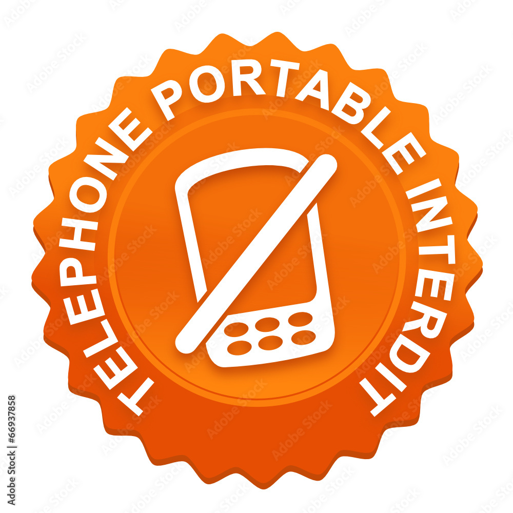 téléphone portable interdit sur bouton web denté orange เวกเตอร์สต็อก ...