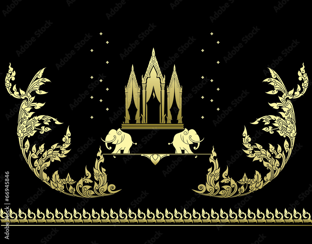 thai pattern with gold elephant Stock Vector | Adobe Stock