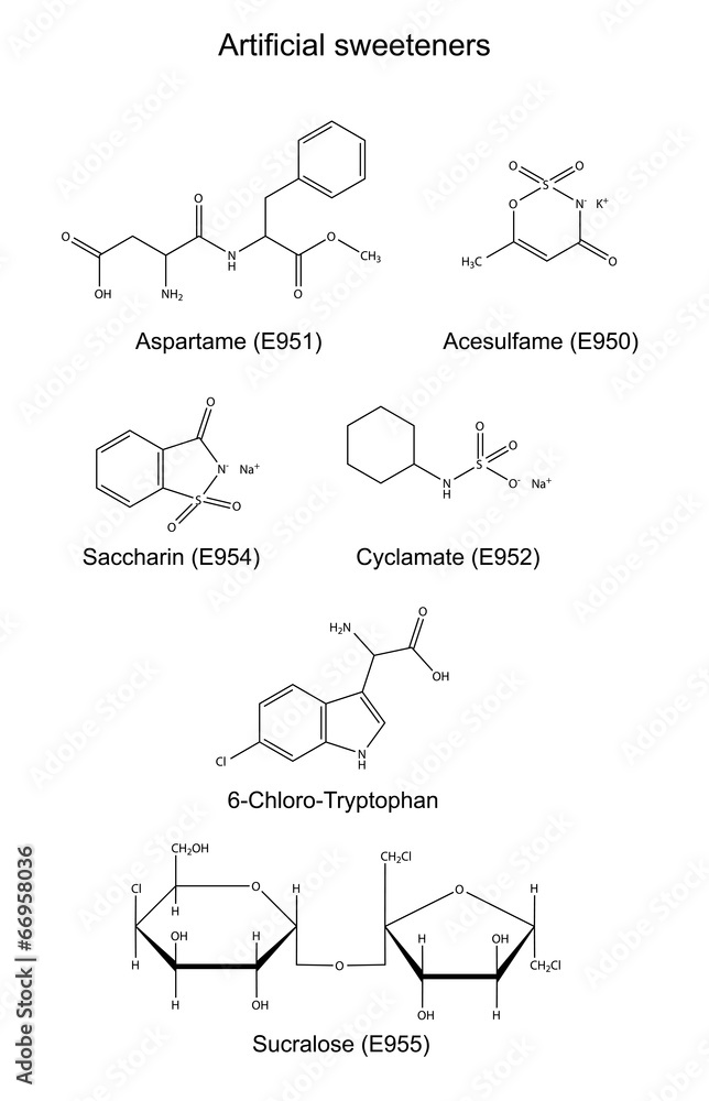 Structural chemical formula of artificial sweeteners Stock Vector ...