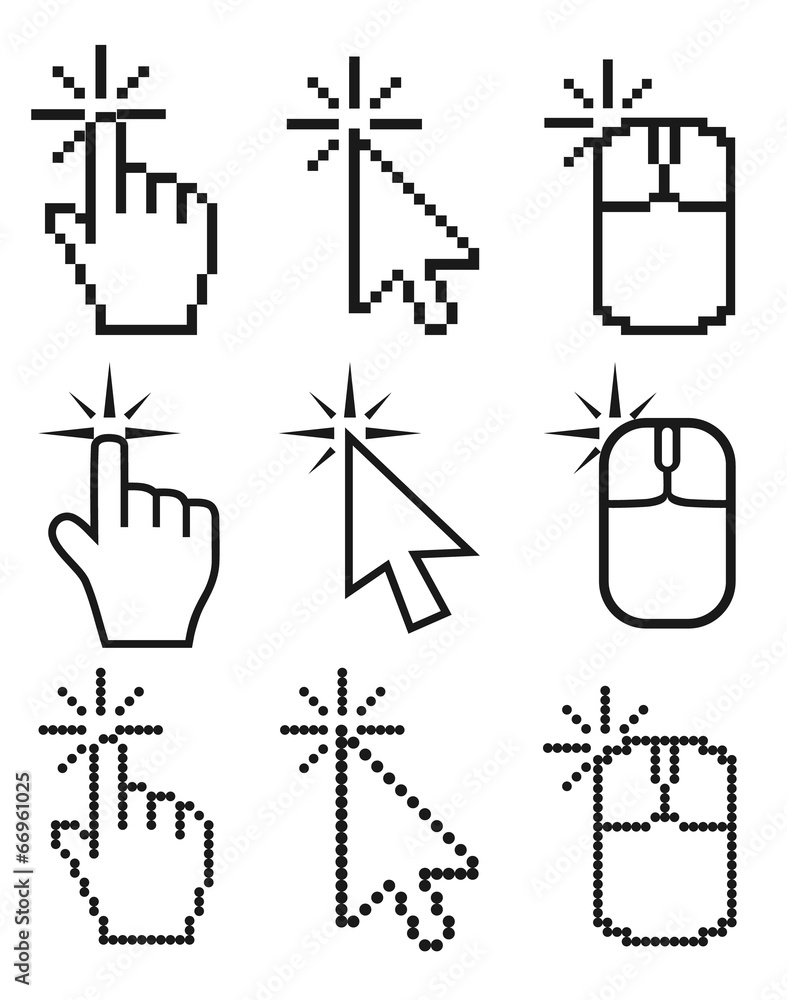 Click here mouse cursors set. Stock Vector | Adobe Stock