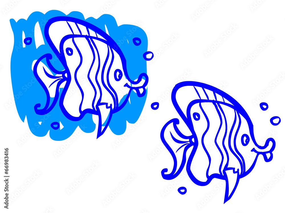 The illustration of a cartoon striped fish. Stock Illustration | Adobe ...