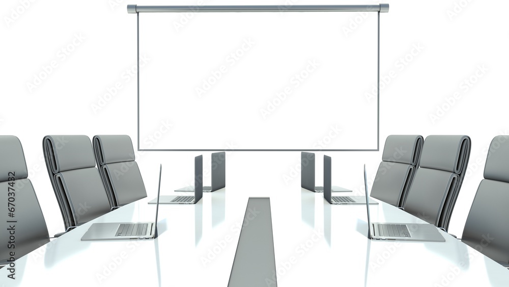 meeting room with projection screen and conference table Stock ...