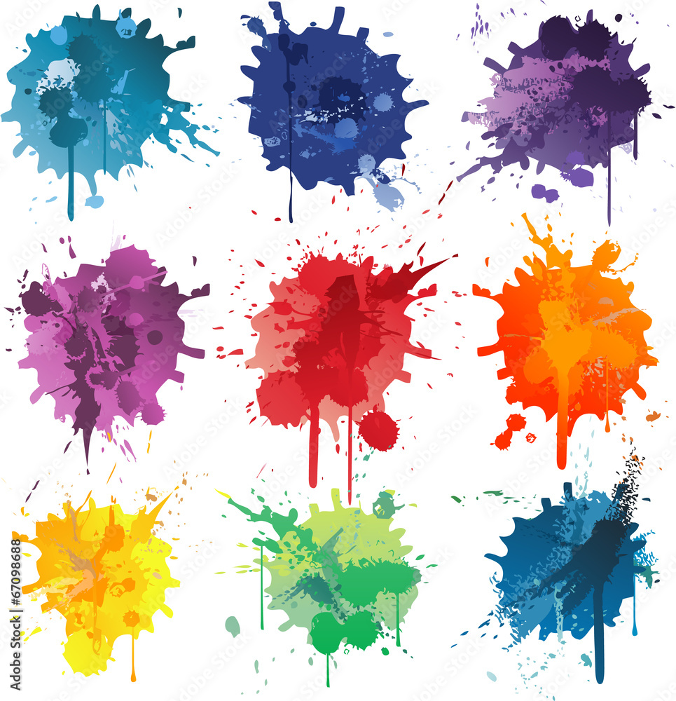 Colorful Abstract vector ink paint splats Stock Vector | Adobe Stock