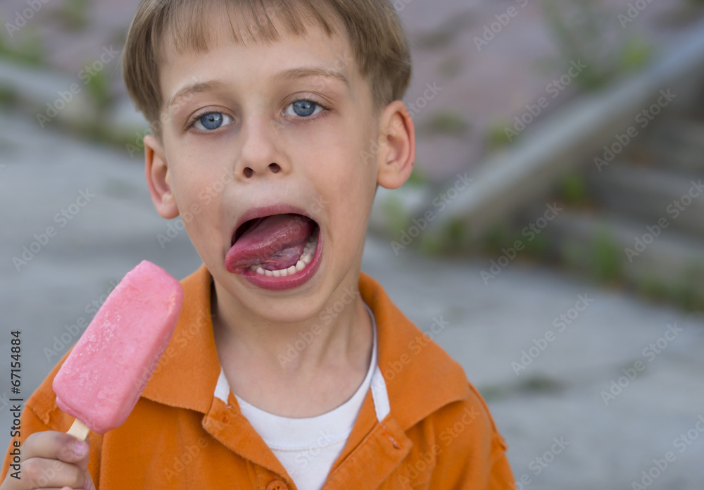 boy with ice cream Stock Photo | Adobe Stock