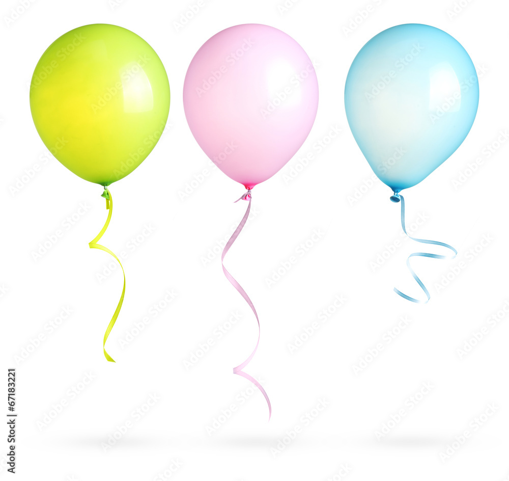 Balloons with ribbon isolated Stock Photo | Adobe Stock