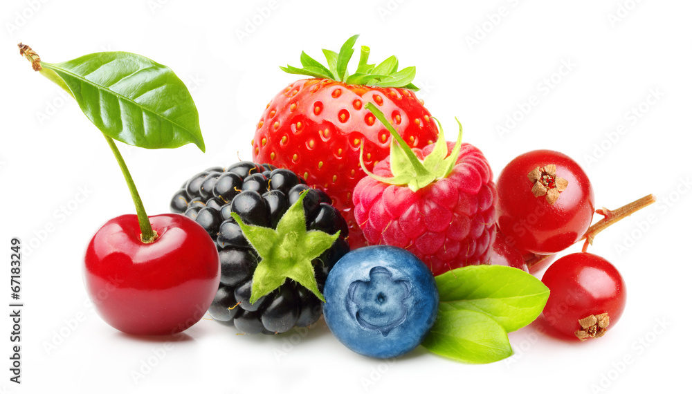 Different type of berry fruits isolated Stock Photo | Adobe Stock