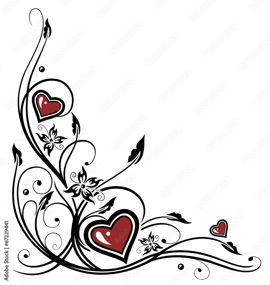 Filigrane Ranke mit Herzen und Blättern. Stock-Vektorgrafik | Adobe Stock