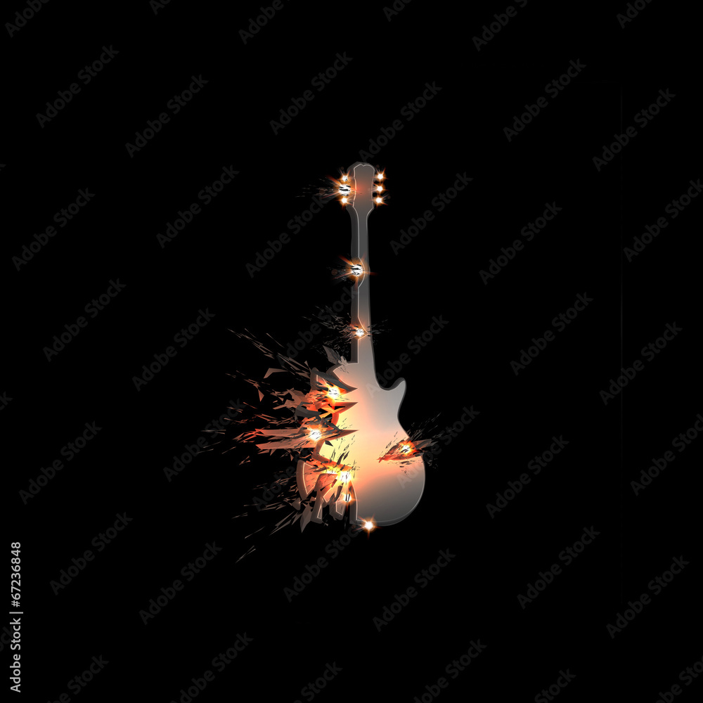 Abstract explode illustration of guitar, easy all editable Stock Vector ...