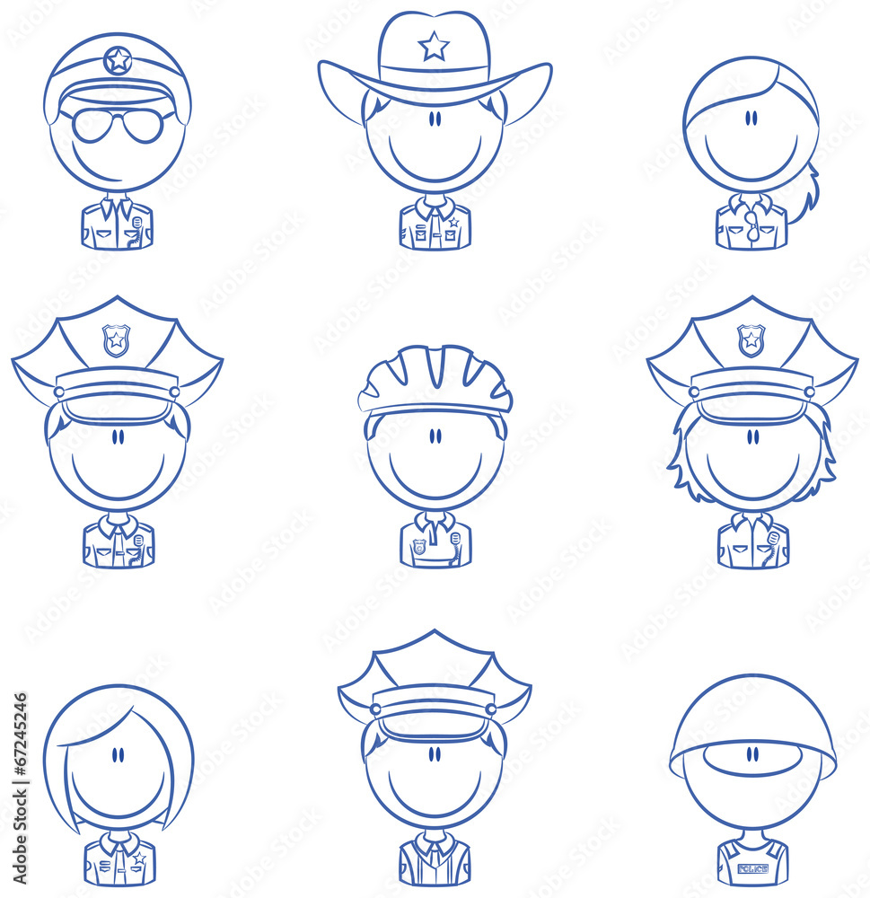 Police Officer Avatars Stock Vector | Adobe Stock