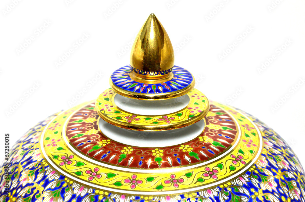 Thai benjarong porcelain with designs in five colors Stock Photo ...
