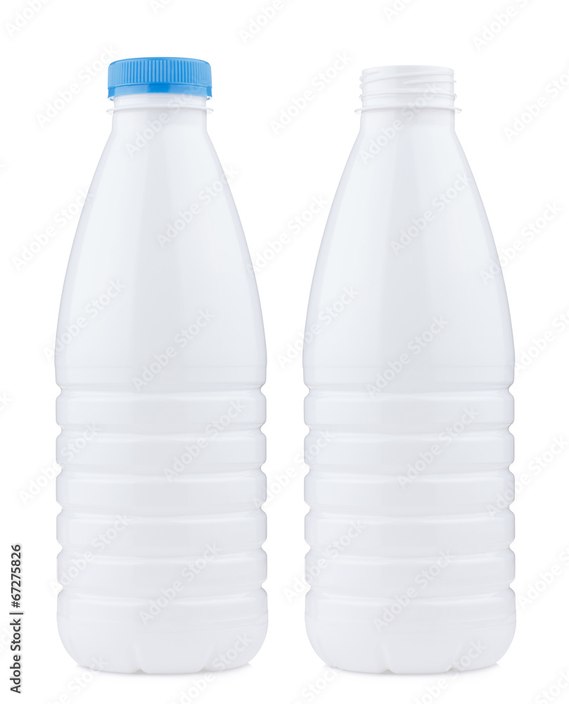 Plastic 1 liter bottle closed and open, isolated Stock Photo | Adobe Stock