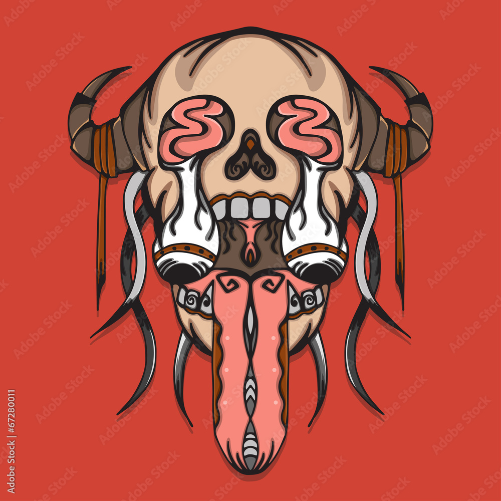 Super creepy leak skull with thorn illustration Stock Illustration ...