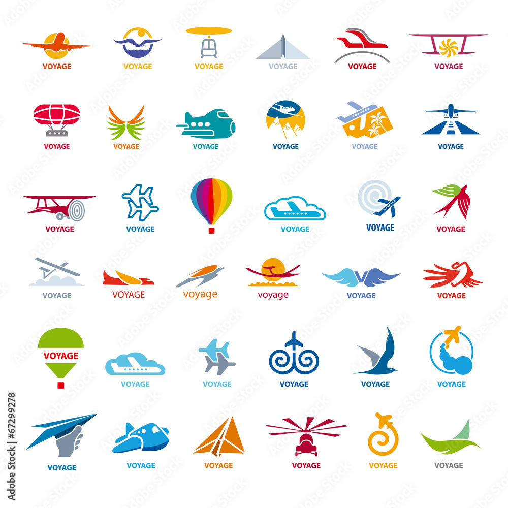 biggest collection of vector logos flights Stock Vector | Adobe Stock