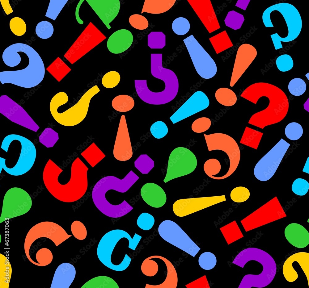 Seamless background with rainbow question and exclamation marks Stock ...