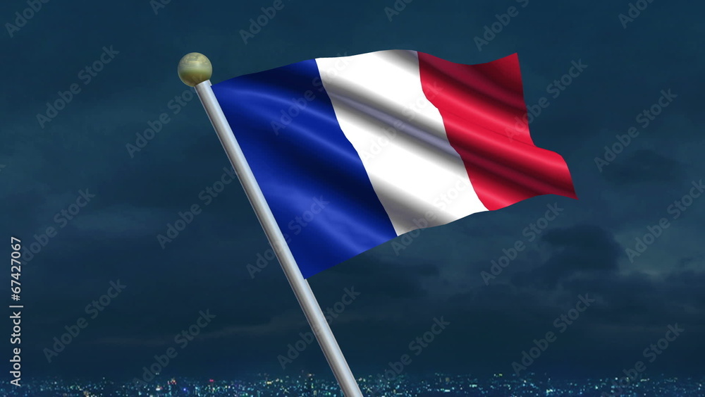 Looping national flag of France animation with sky background Stock ...