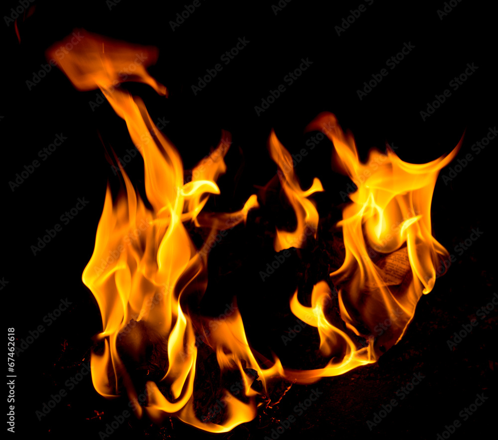Orange fire flames Stock Photo | Adobe Stock