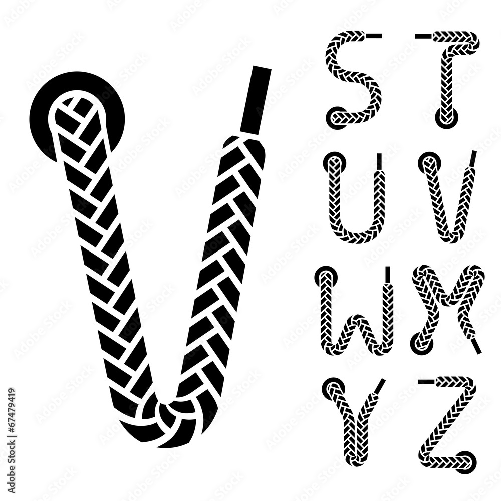 vector shoe lace alphabet letters part 3 Stock Vector | Adobe Stock