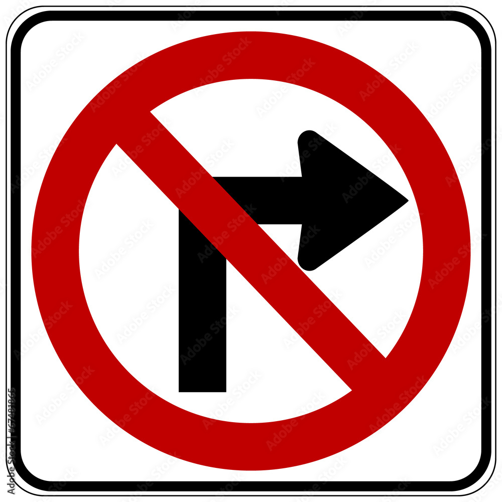 No right turn road sign Stock Vector | Adobe Stock