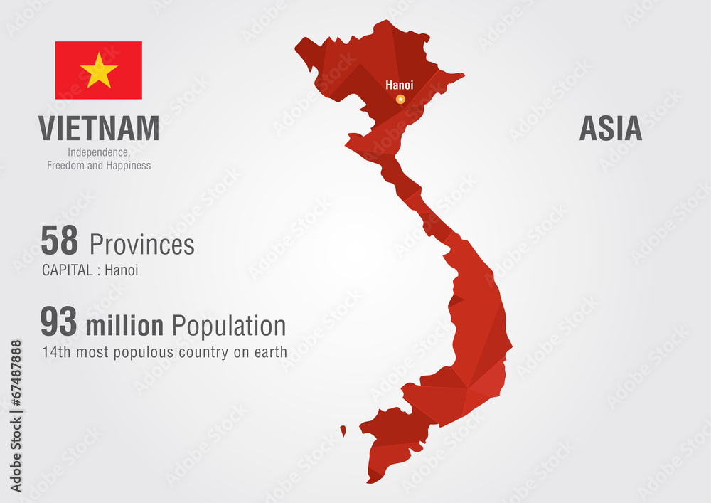 Vietnam world map with a pixel diamond texture. Stock Vector | Adobe Stock
