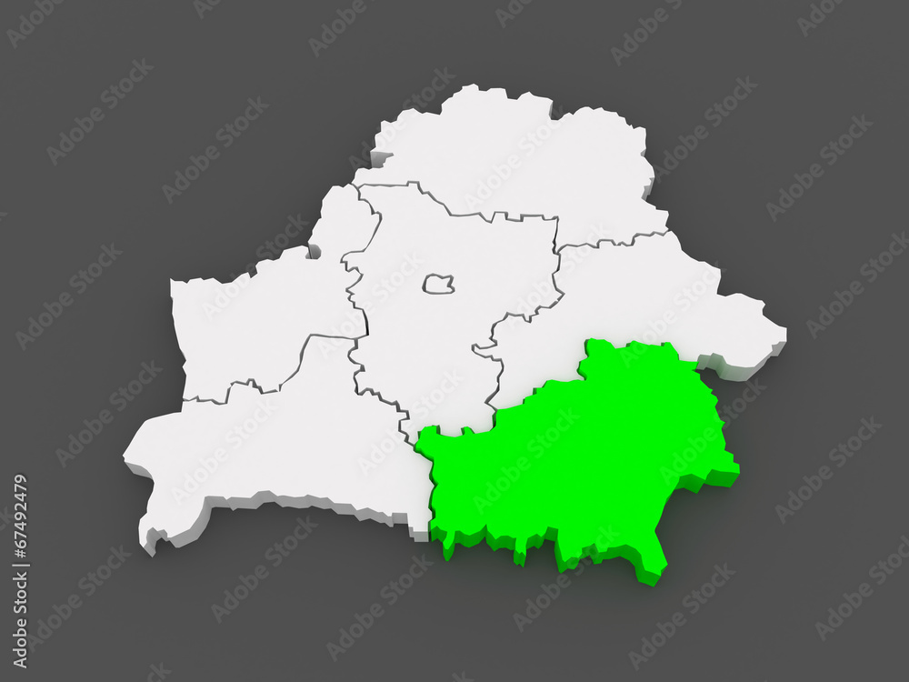 Fototapeta mapa świata dla dzieci Map of Gomel region. Belarus ...