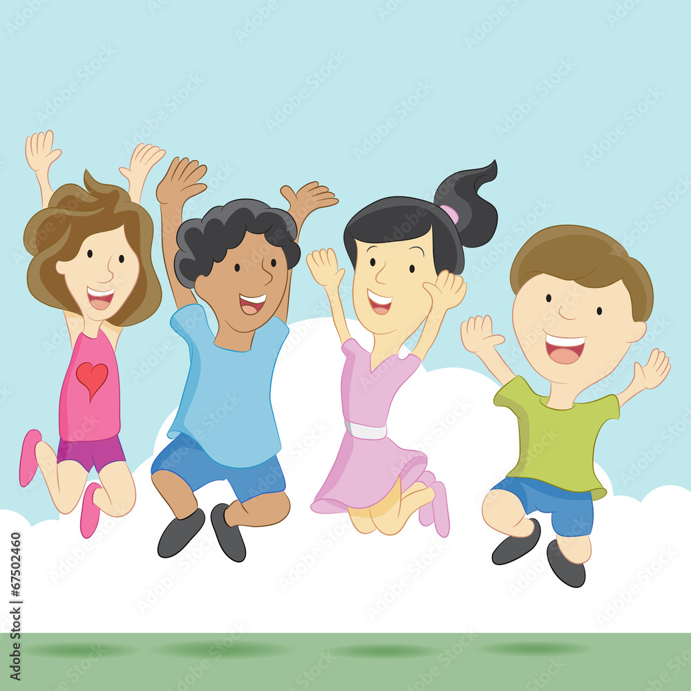 Excited Children Stock Vector | Adobe Stock