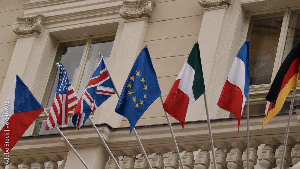 International flags. Beautiful state flags of different countries of ...