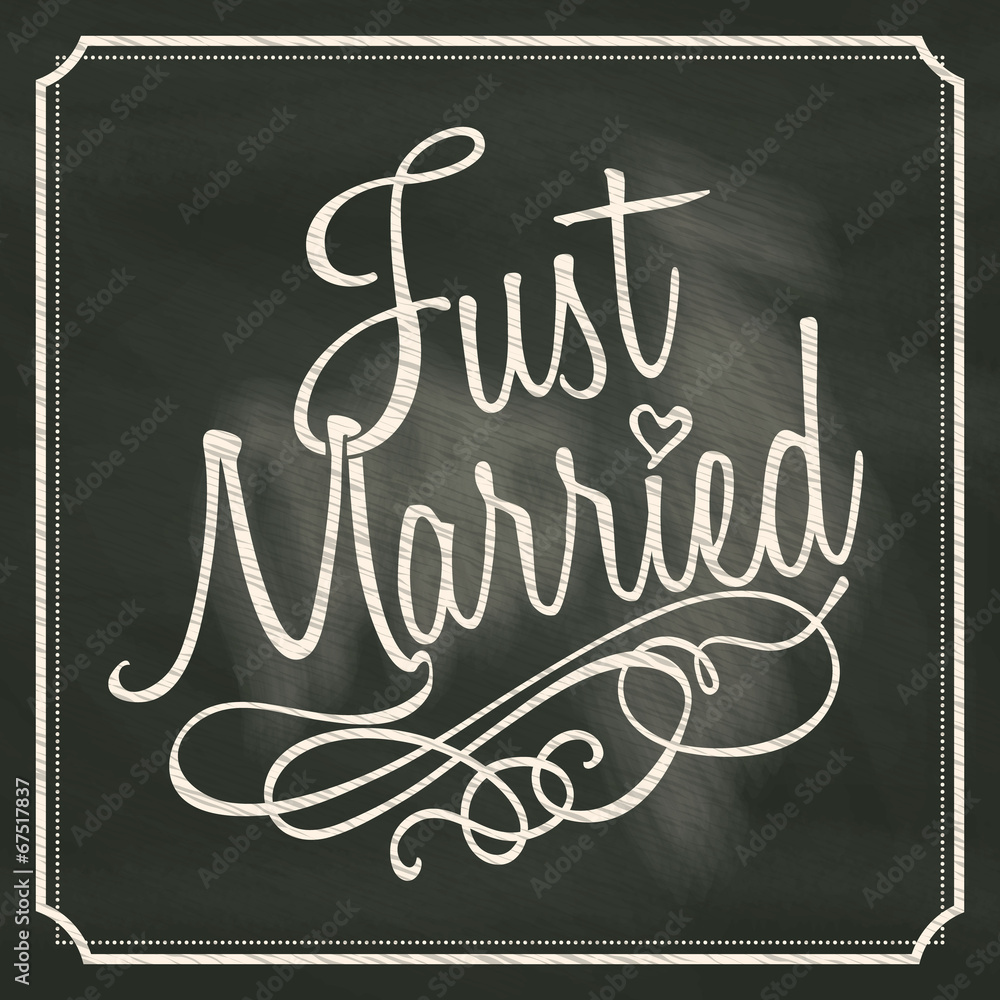 Just Married lettering sign on chalkboard background Stock Vector ...