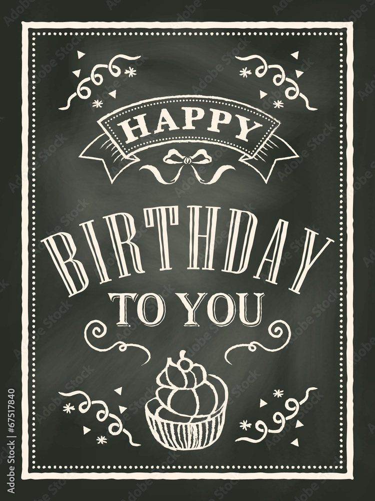 Chalkboard Birthday card design background Stock Vector | Adobe Stock
