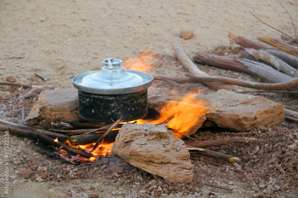 Cooking in the desert Stock Photo | Adobe Stock
