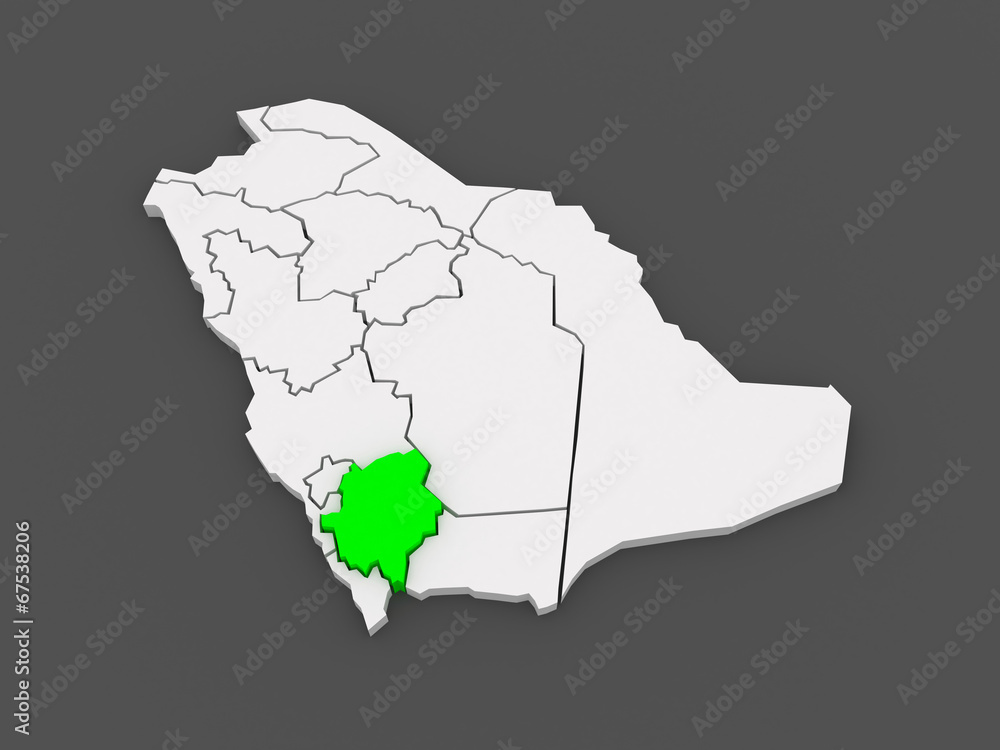 Poster Map of Asher. Saudi Arabia. – Wall Art | UkPosters