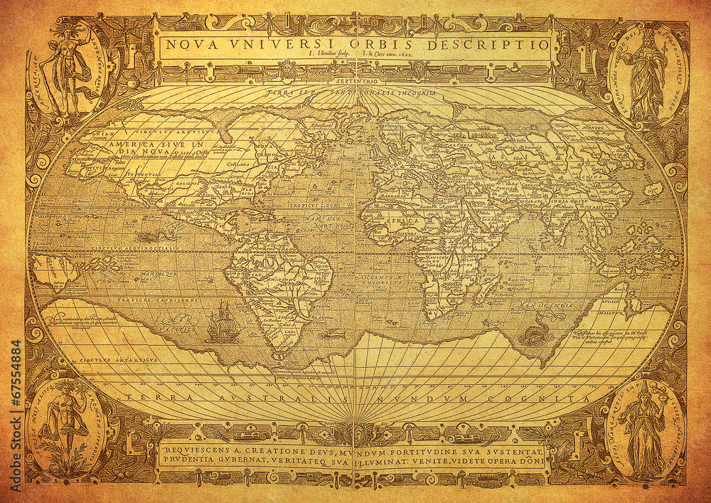 vintage map of the world 1602.. Stock Illustration | Adobe Stock