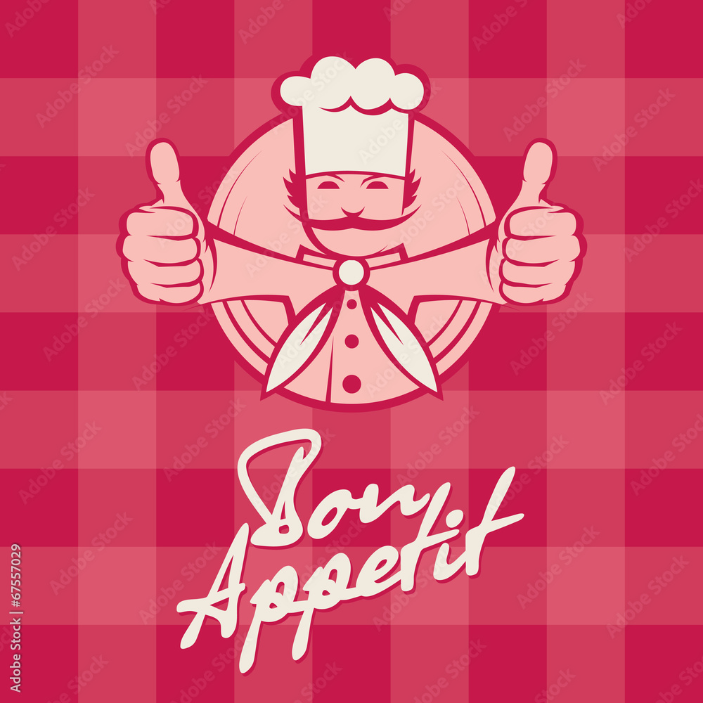 chef menu design on a red background, vector illustration Stock Vector ...