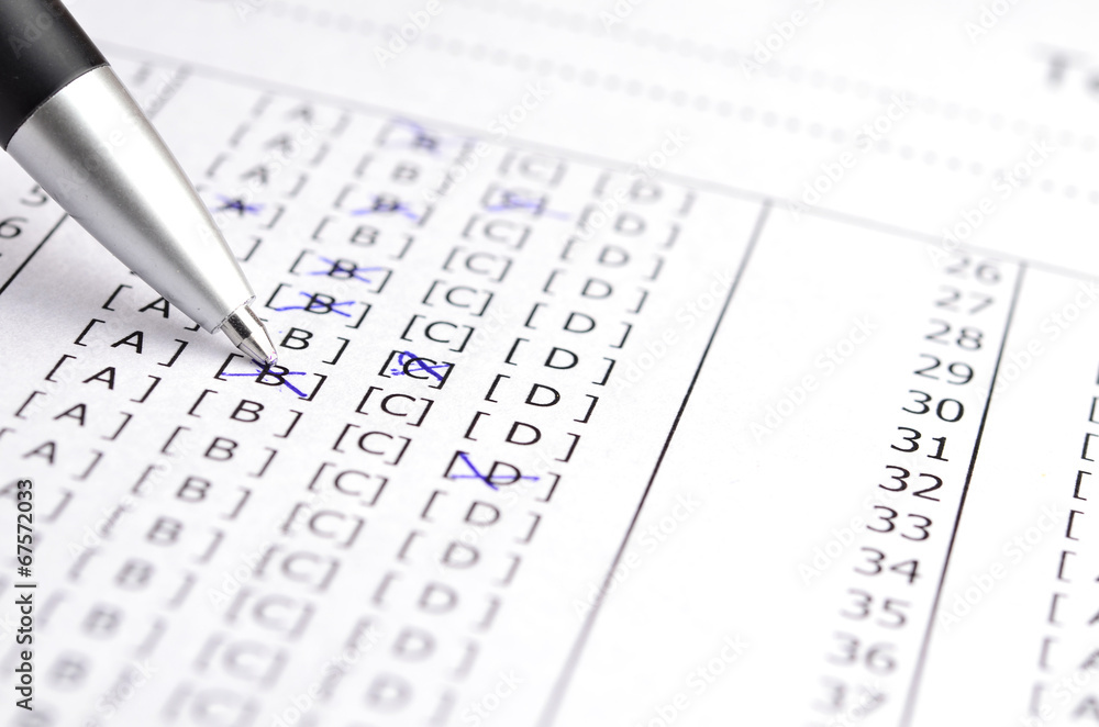 Test score sheet with answers Stock Photo | Adobe Stock
