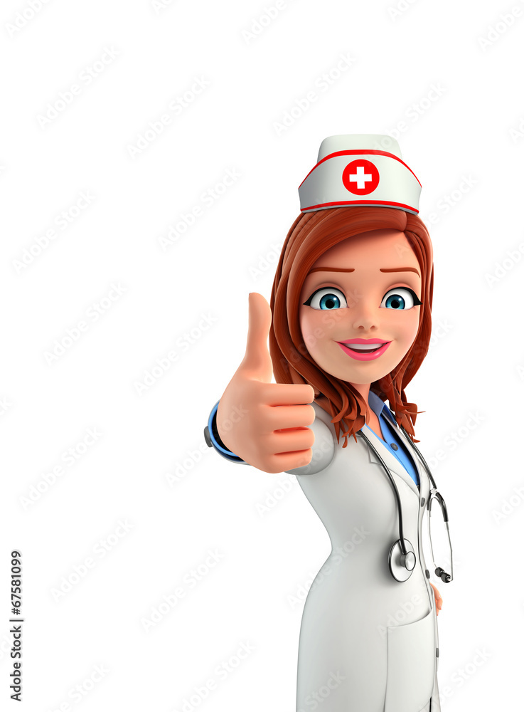 Nurse Character with thumbs up sign Stock Illustration | Adobe Stock
