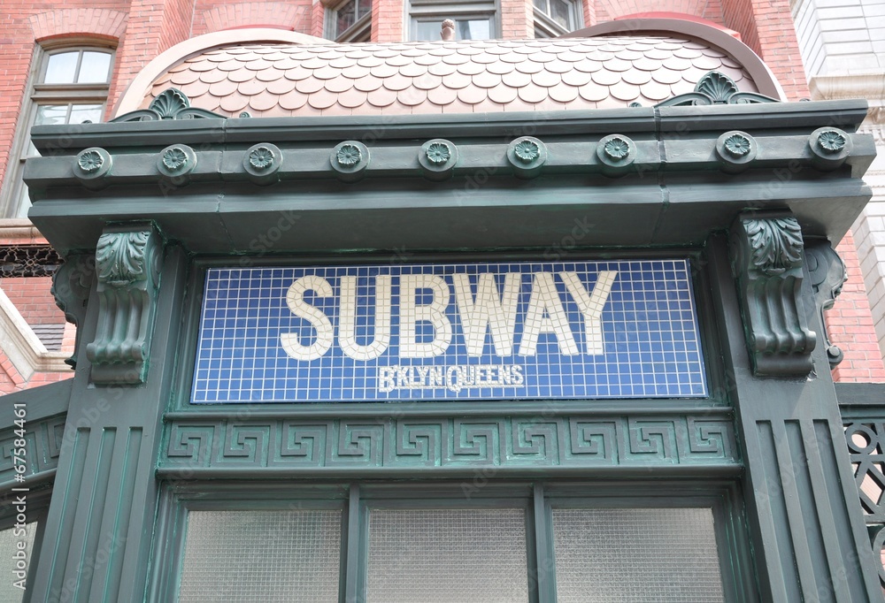Brooklyn Queens subway sign Stock Photo | Adobe Stock