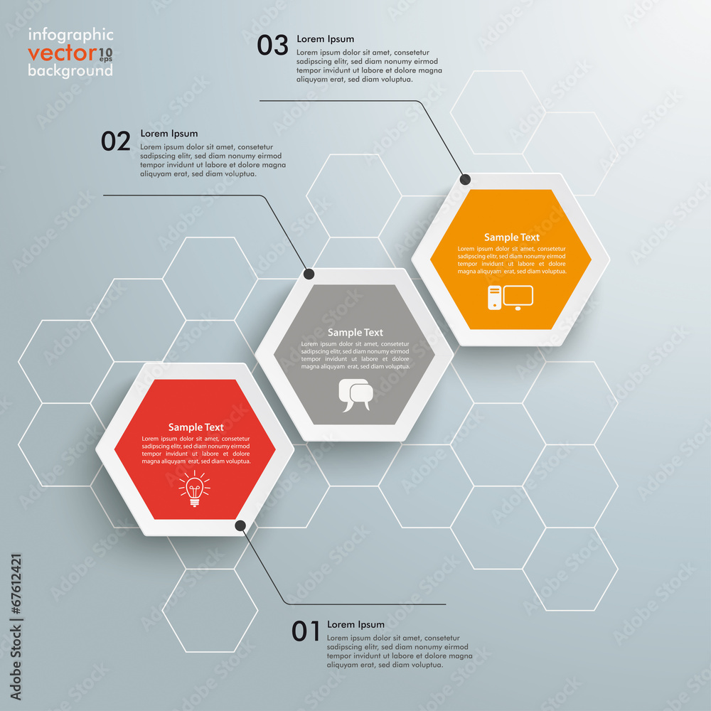 Hexagon Chart Growth 3 Options Stock Vector | Adobe Stock