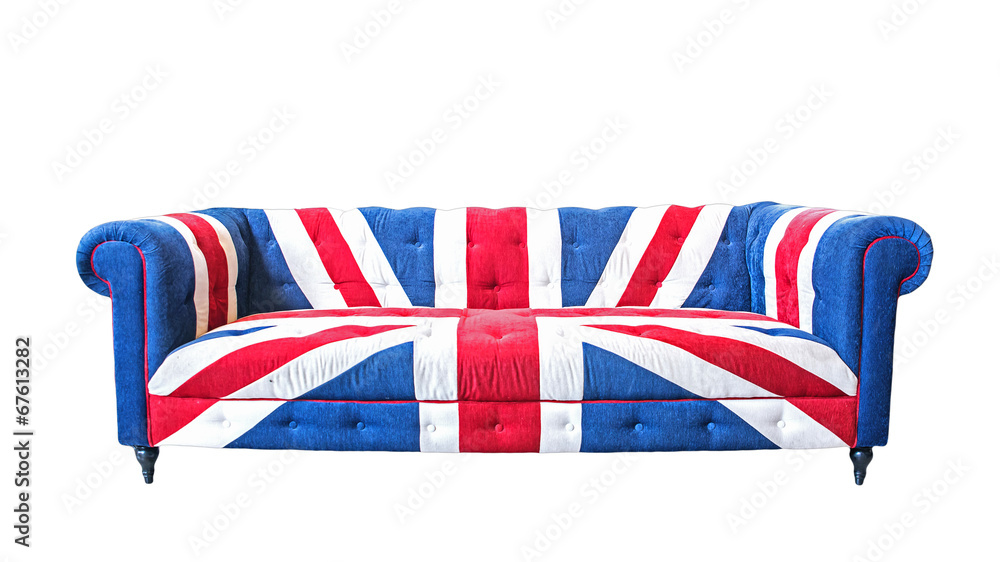Union jack sofa isolate on white background with clipping path Stock ...