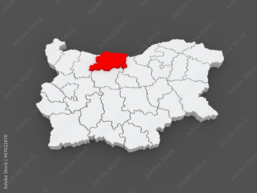 Map of Pleven region. Bulgaria. Stock Illustration | Adobe Stock